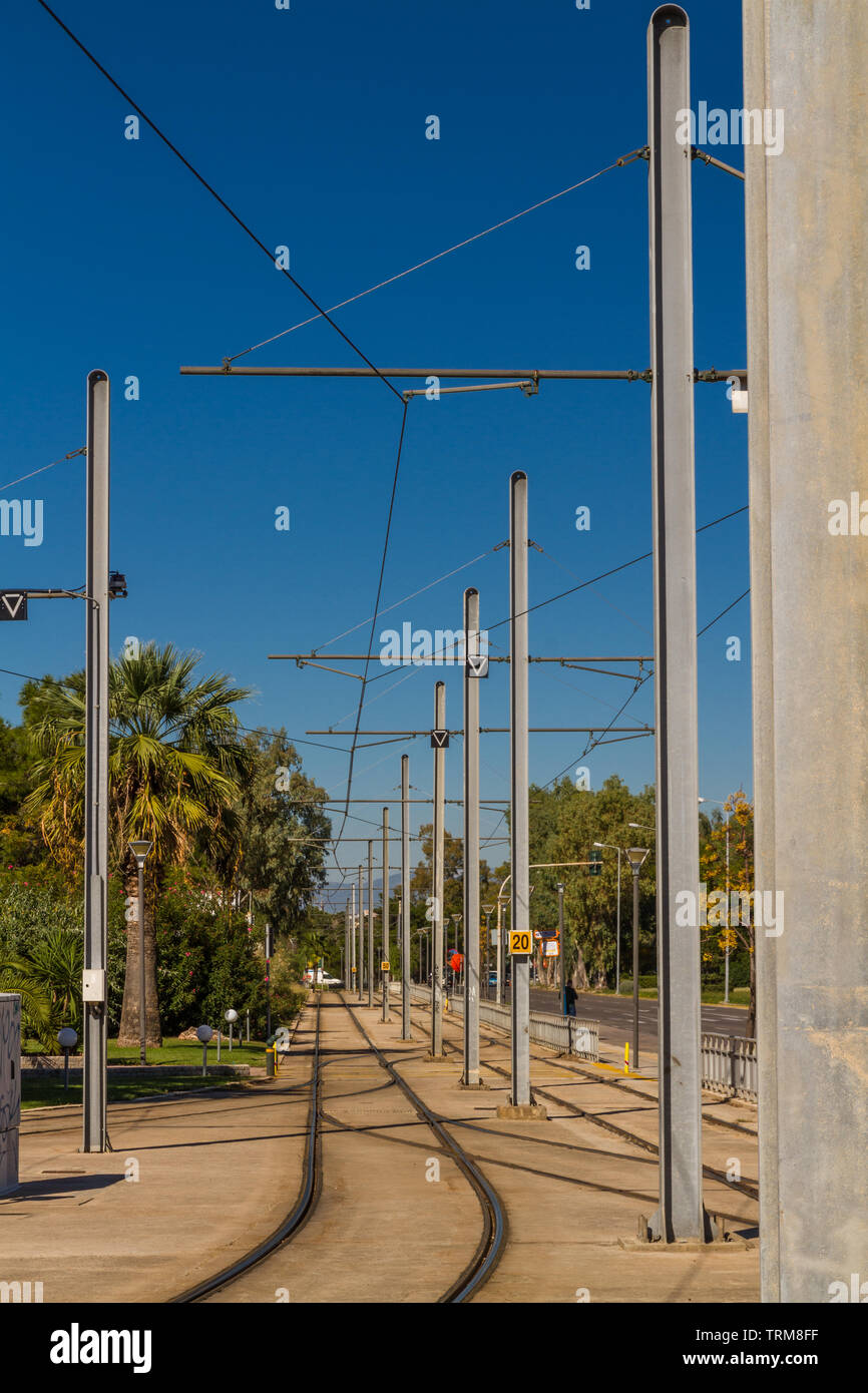 Athens, Greece – Tram line in Athens October 26 2018 in Greece Stock ...