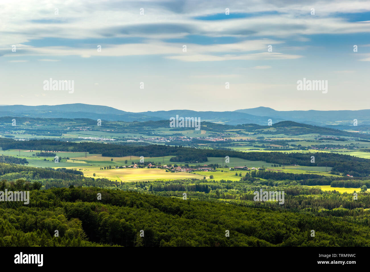 Panoramatic view of the South Bohemia and surrounding landscape, Czech ...