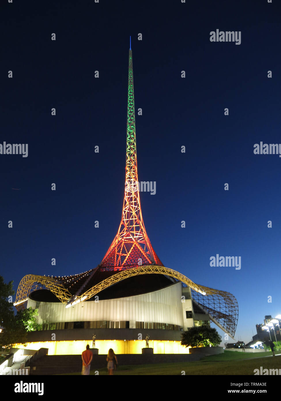 Melbourne Australia scenes: Arts Centre spire at twilight Stock Photo ...
