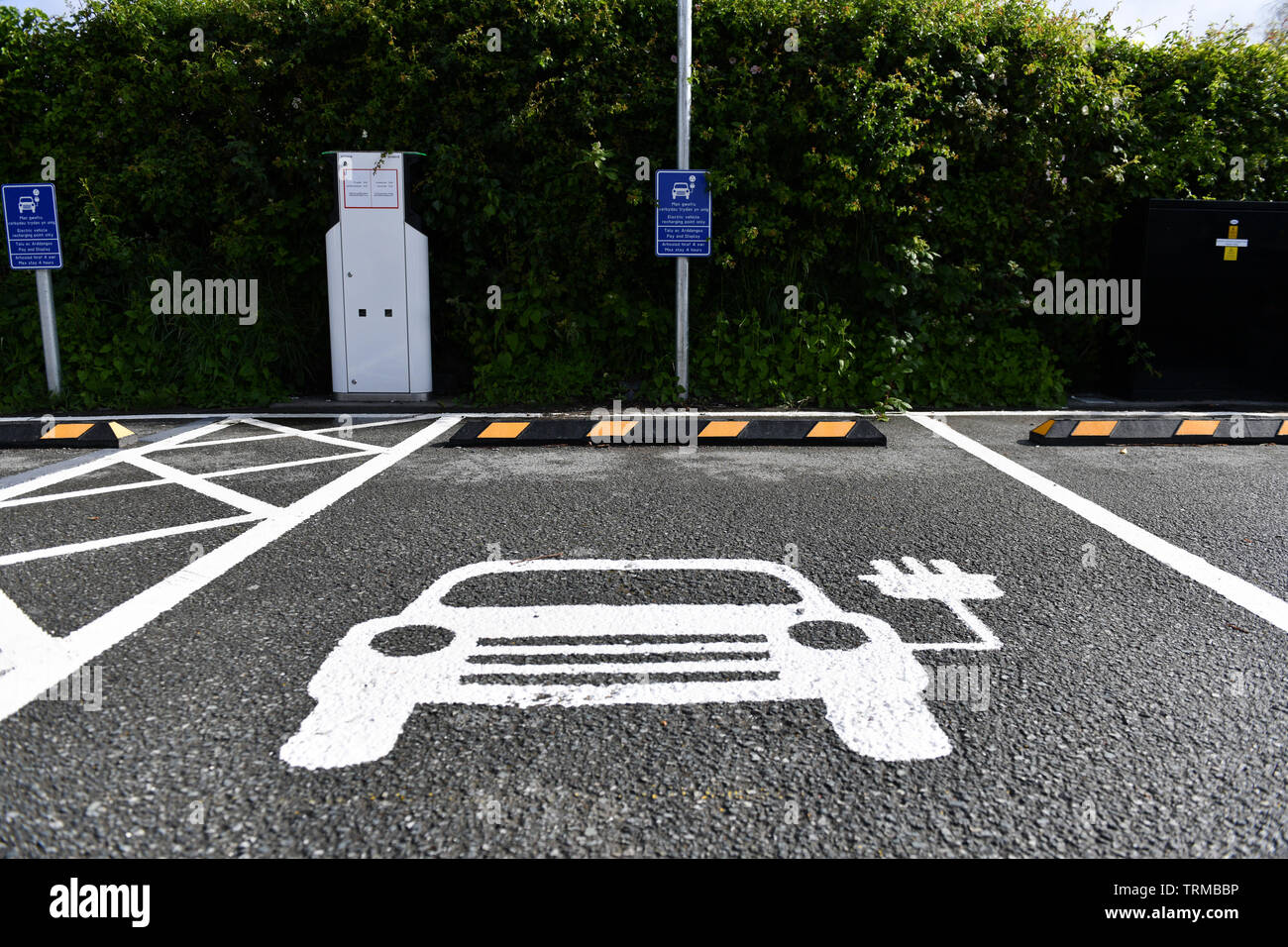 A electric vehicle charging bay and parking spot with a symbol of an ...