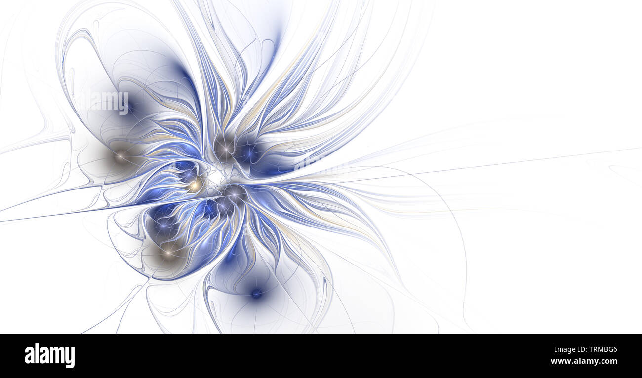 Fabulous fractal pattern in blue. Digital fractal art. Smooth blue ...