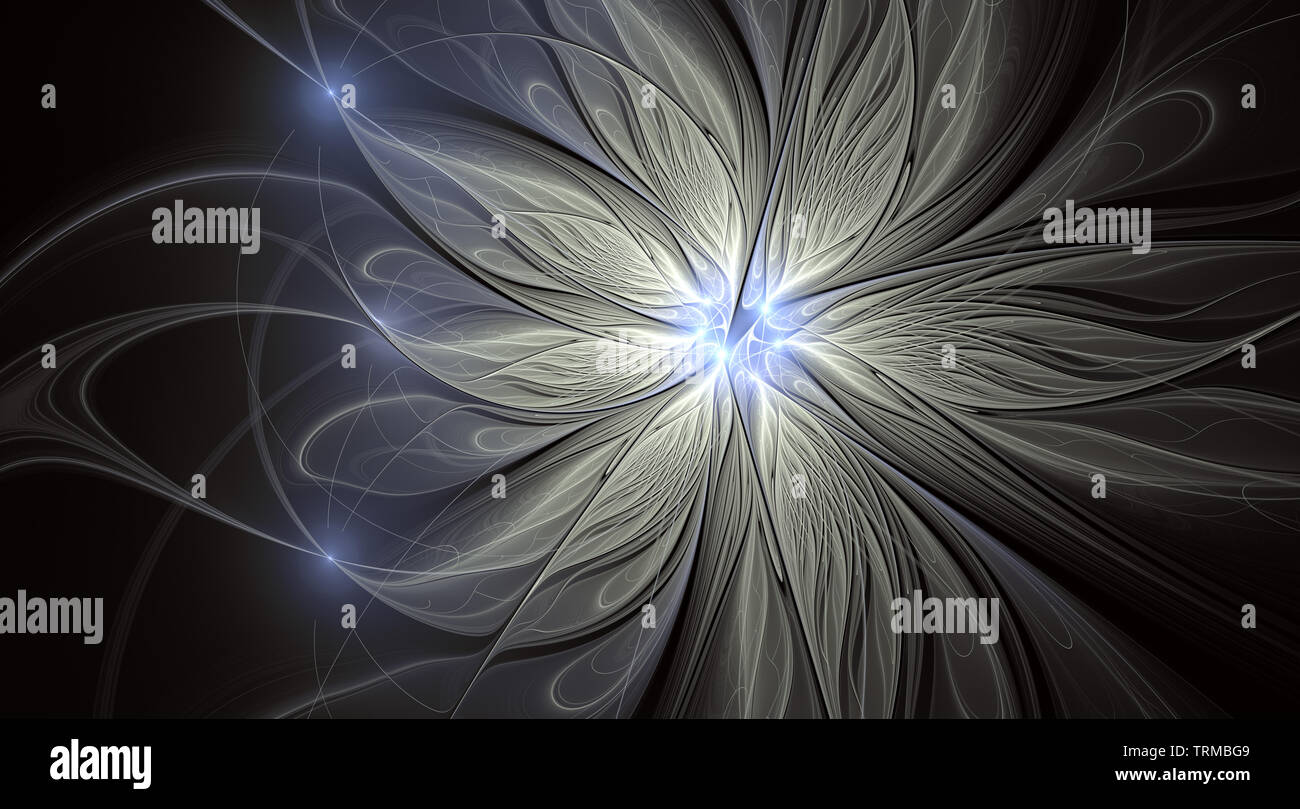 Fabulous fractal pattern in blue. Digital fractal art. Smooth blue ...