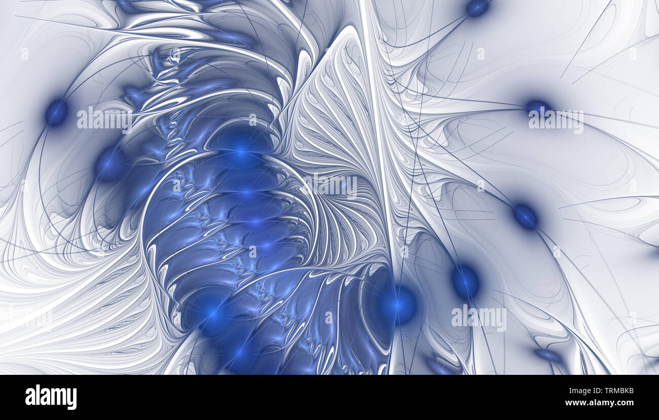 Fabulous fractal pattern in blue. Digital fractal art. Smooth blue ...