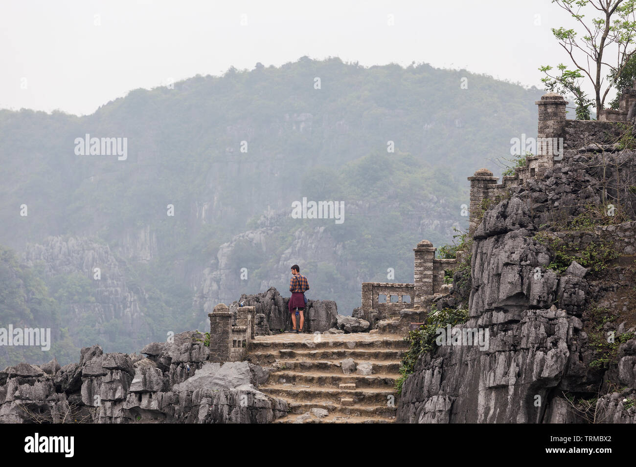 NINH BINH, VIETNAM - FEBRUARY 2019; The Stairs Of Mua Cave Viewpoint ...