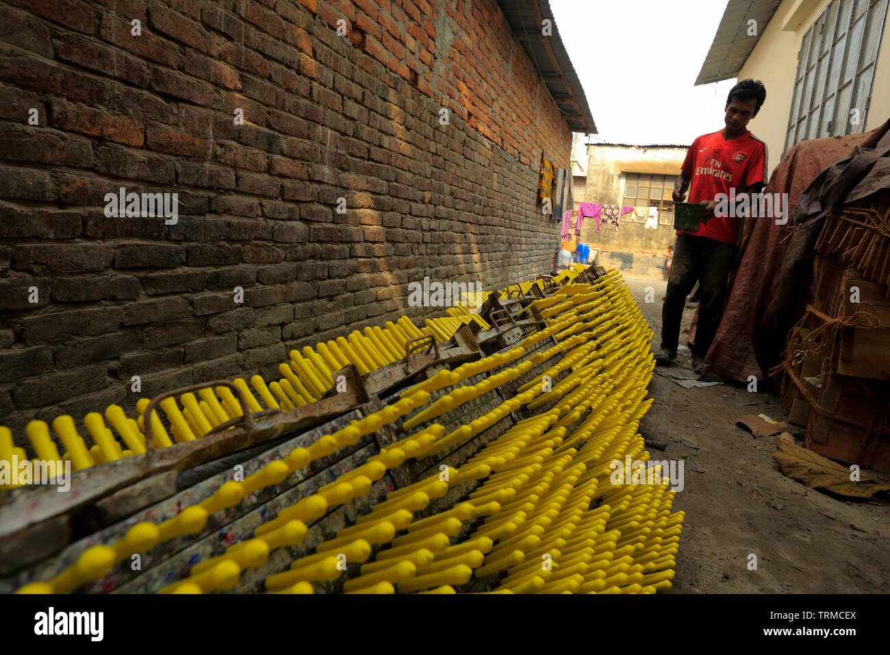 Drying rubber balloons under the Sun. Dhaka, Bangladesh Stock Photo - Alamy