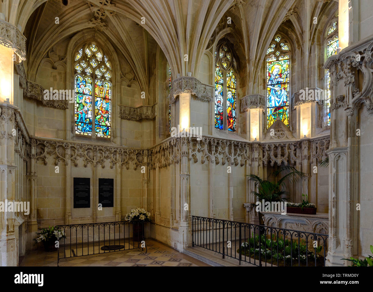 Inside the Chapel of Saint Hubert, with the grave of Leonardo da Vinci ...