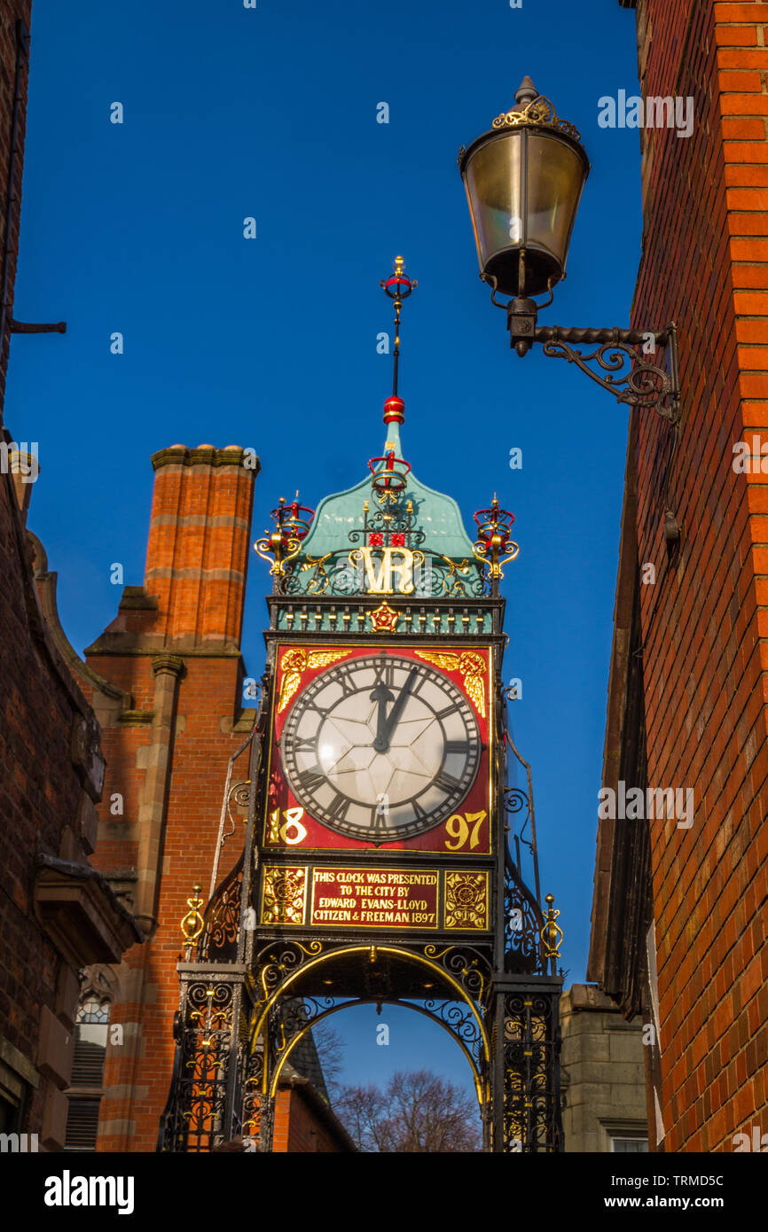 The Eastgate Clock, Victorian Clock in Chester, England, portrait Stock ...