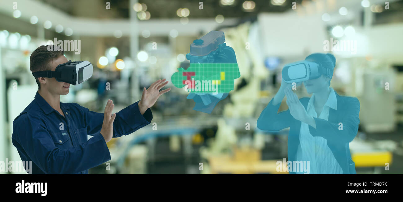 iot industry 4.0 concept,industrial engineer using smart glasses with ...