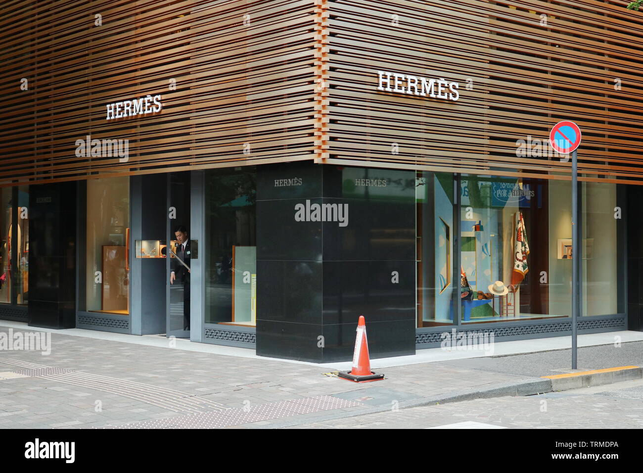 View of a Hermes store in Tokyo's Marunouchi area. (June 2019 Stock ...