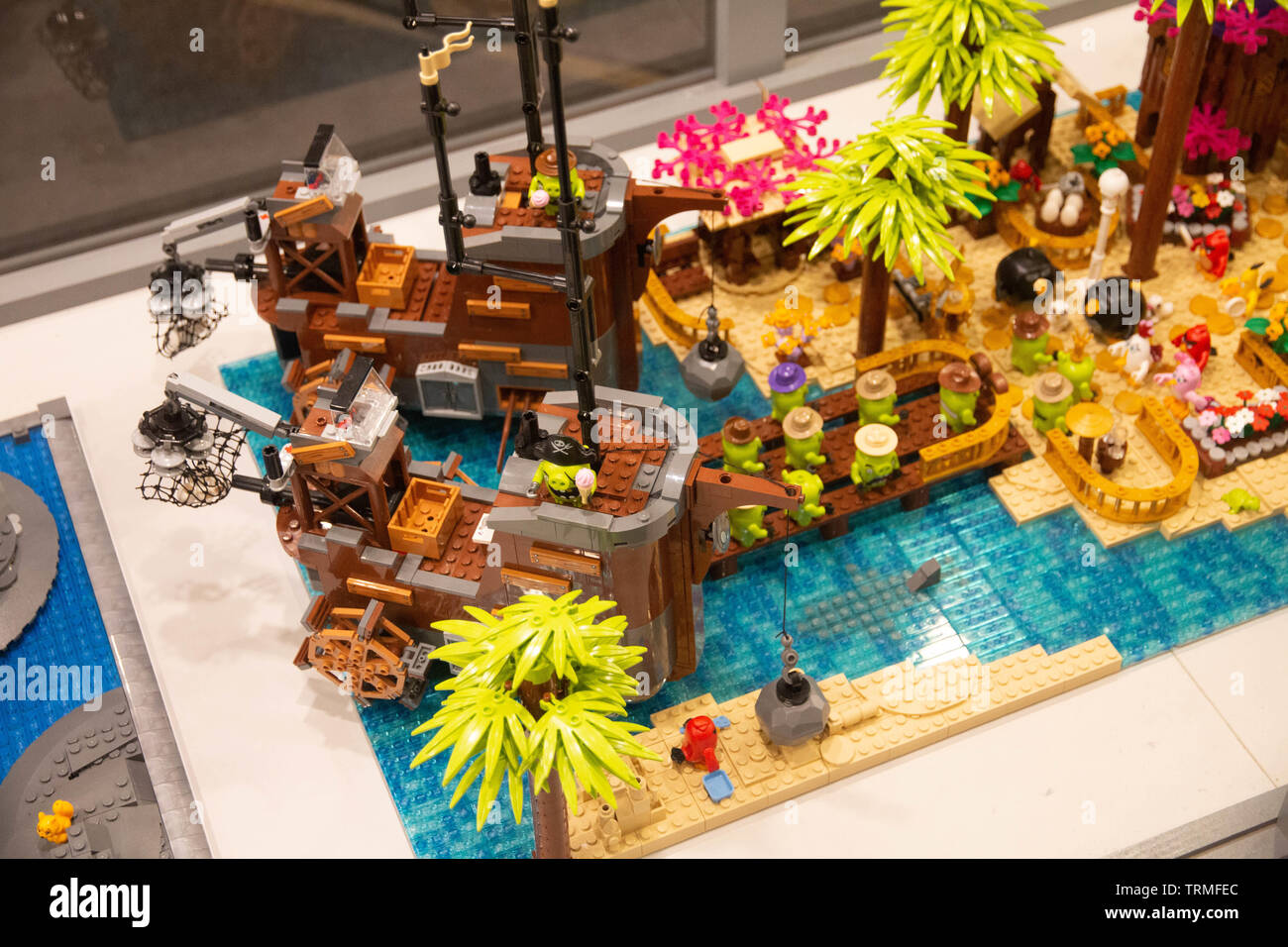 LEGO Angry Birds diorama. LEGO Exhibition 2019, Budapest, Hungary Stock ...