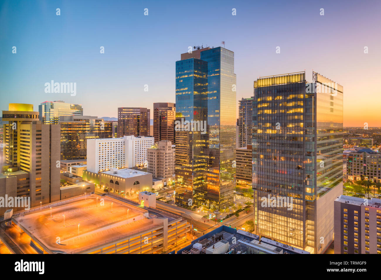 Phoenix, Arizona, USA cityscape in downtown at sunset Stock Photo - Alamy