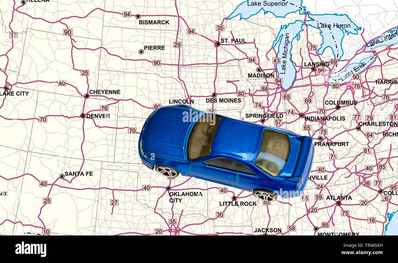 America road map hi-res stock photography and images - Alamy