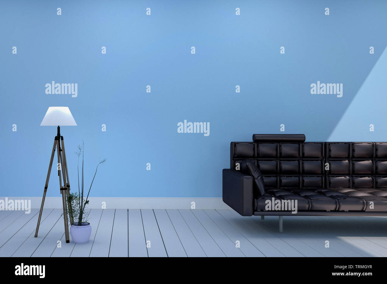 Empty 3d Room Design Blue