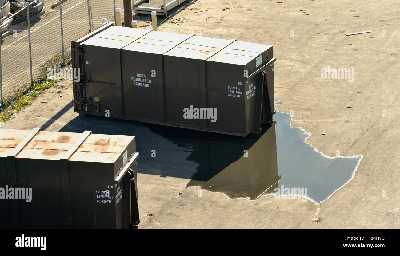 Fort Lauderdale, Florida - 16th April 2019:Garbage containers in the ...