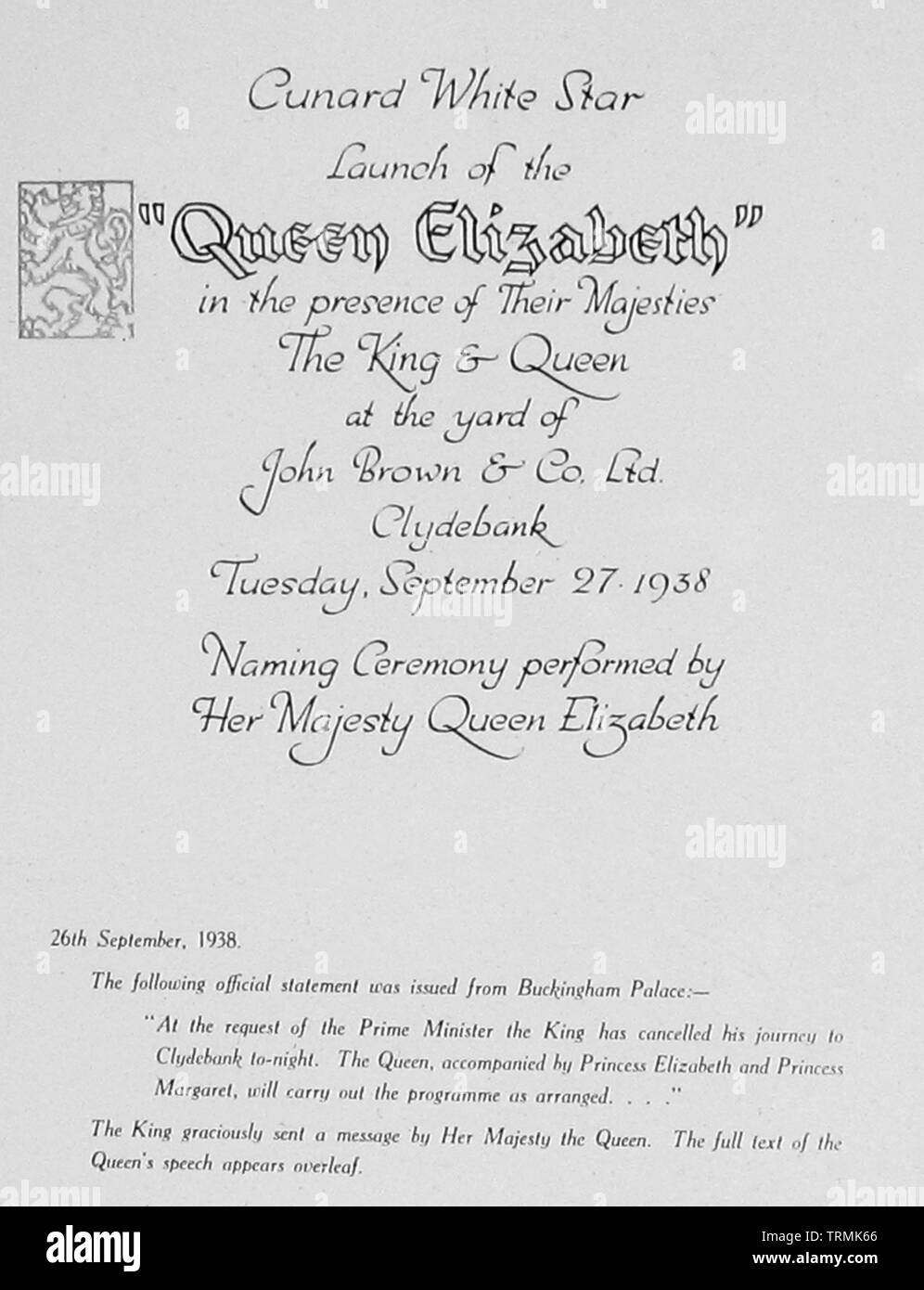 Cunard White Star Line High Resolution Stock Photography and Images - Alamy