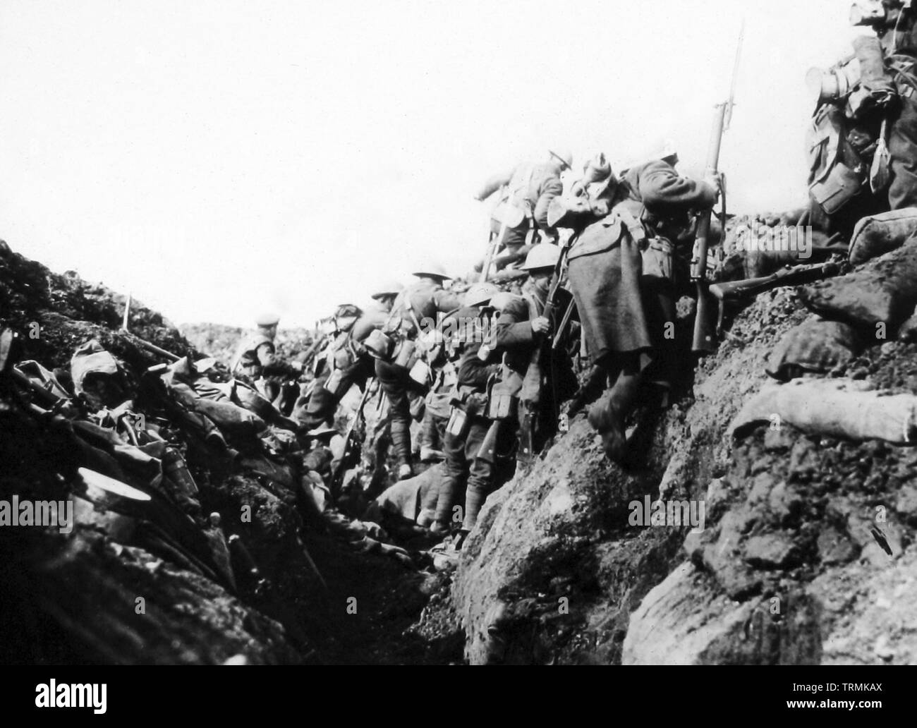 Ww1 trench over the top Black and White Stock Photos & Images - Alamy
