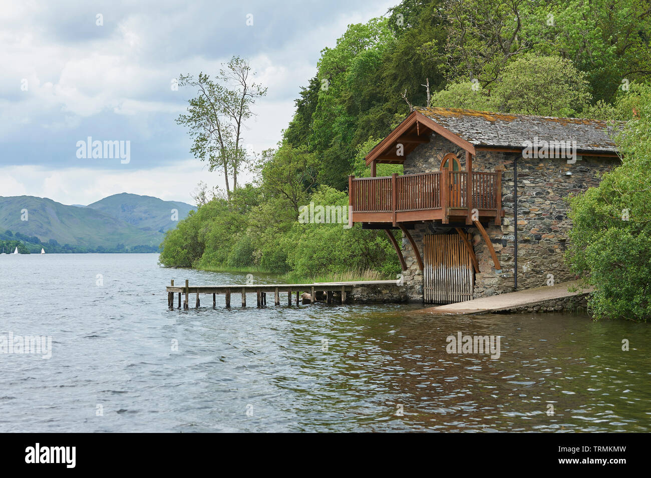 The Duke of Portland Boathouse on the shore of Ullswater, near Pooley ...