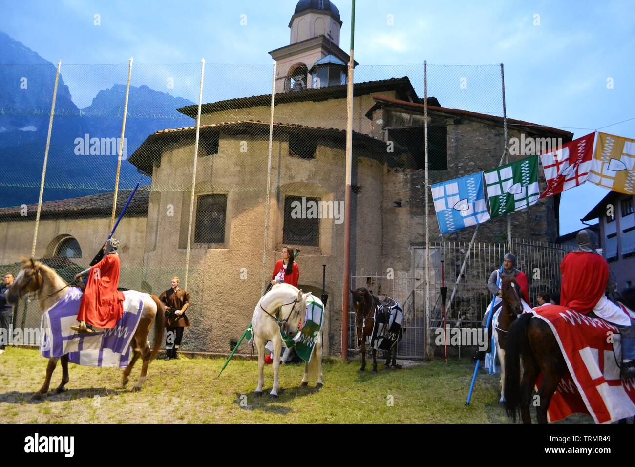 Primaluna/Italy - June 21, 2014: Medieval knights characters ready for ...