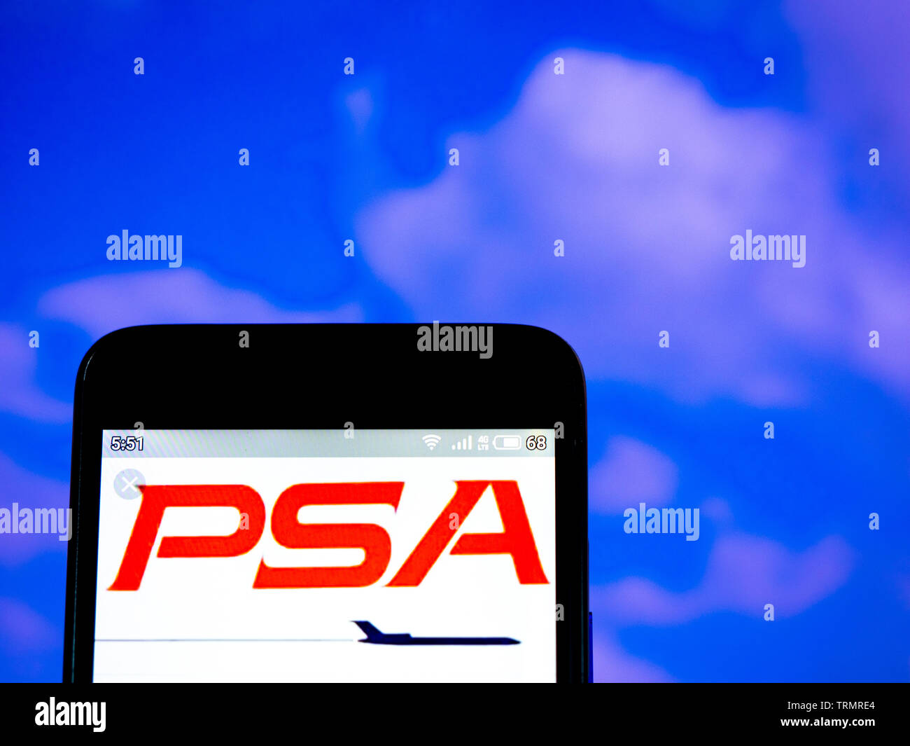 In this photo illustration the PSA Airlines logo is seen displayed on a ...