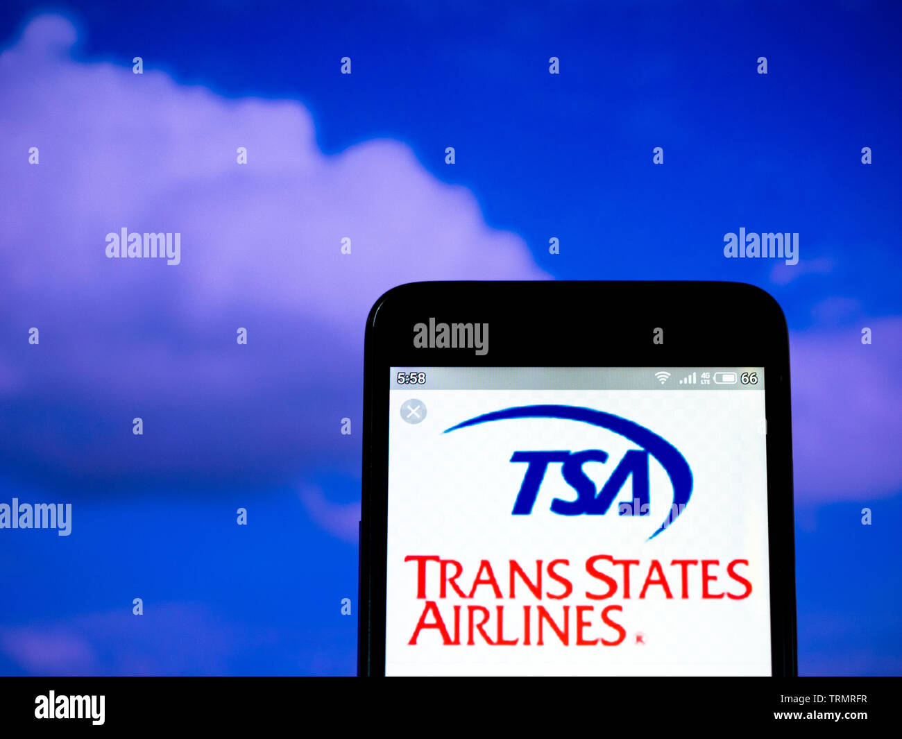 In this photo illustration the Trans States Airlines logo is seen ...