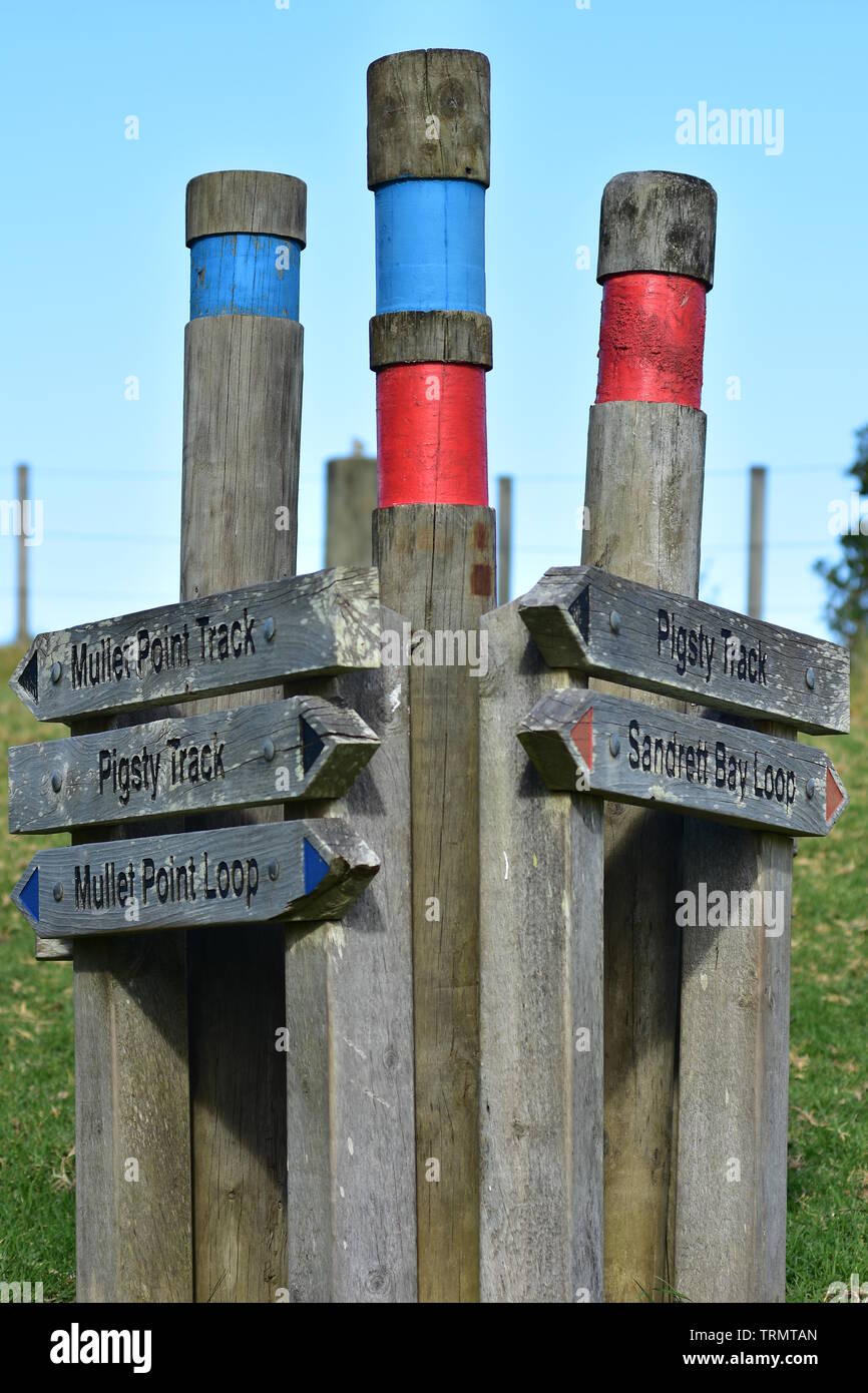 Wooden pole direction signs hi-res stock photography and images - Alamy