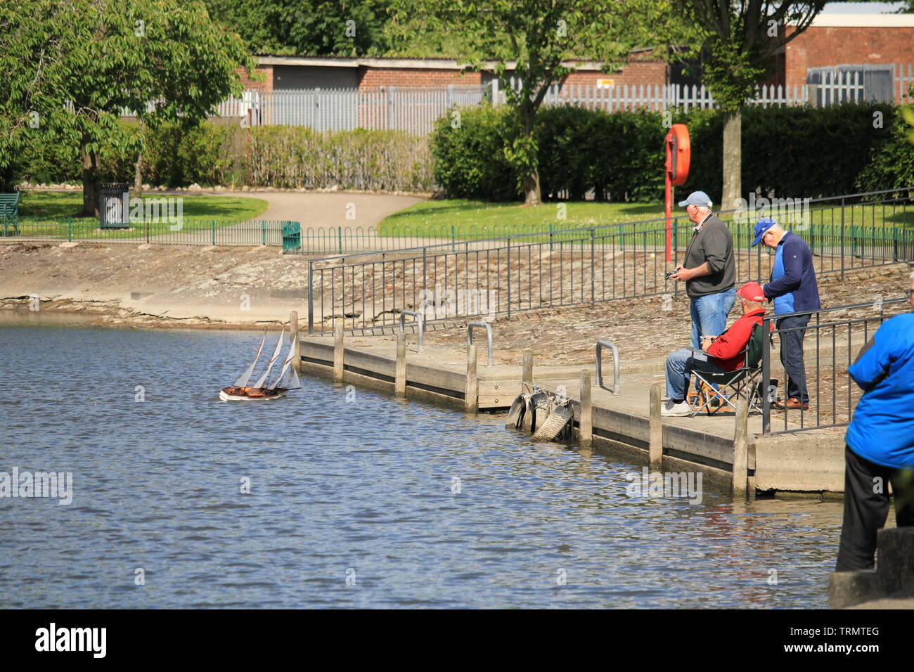 Enthusiasts sailing radio controlled model boats from Barrow-In-Furness ...