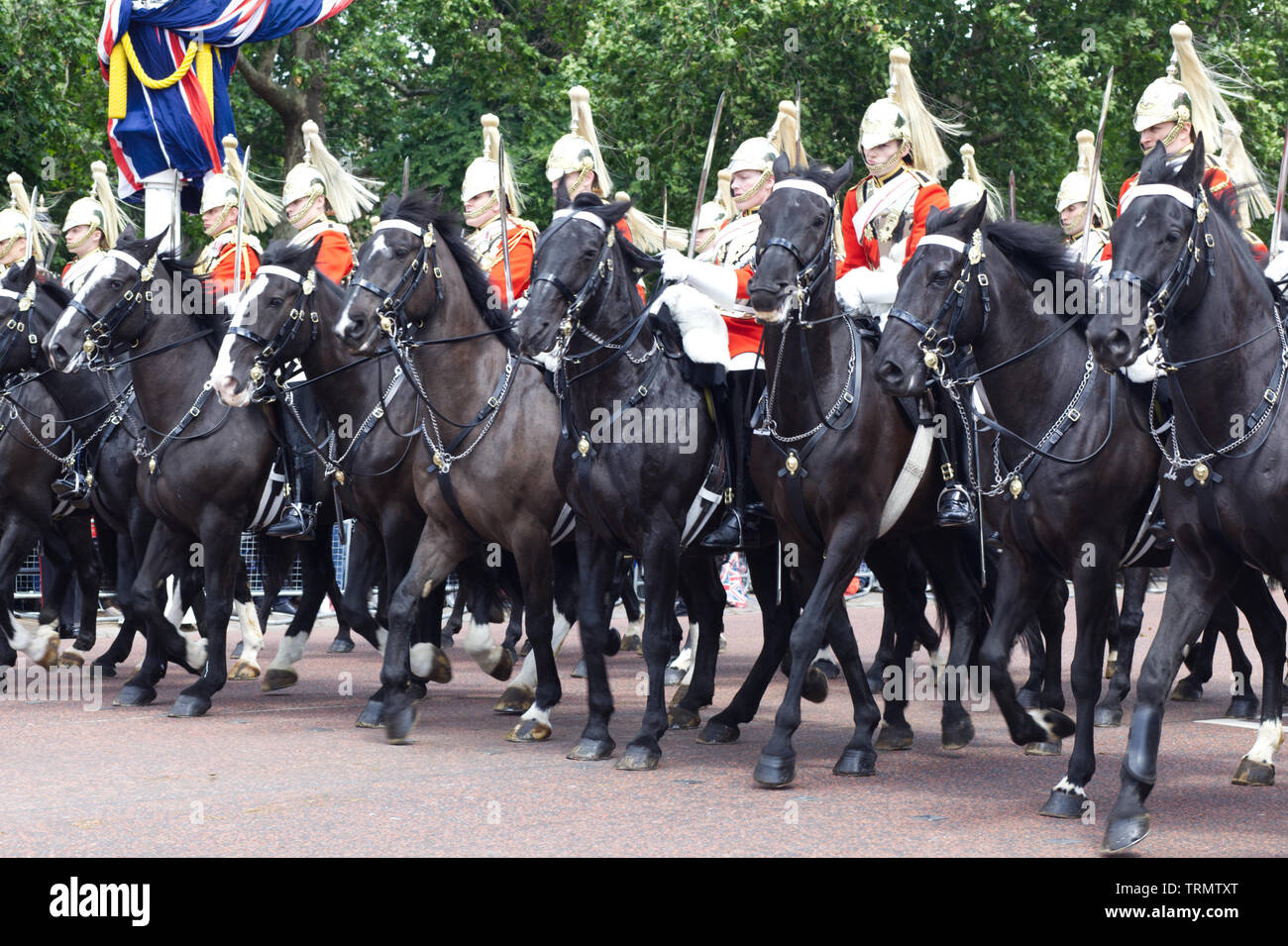 The Royal Life guards of the household Cavalry Charging down the Mall ...