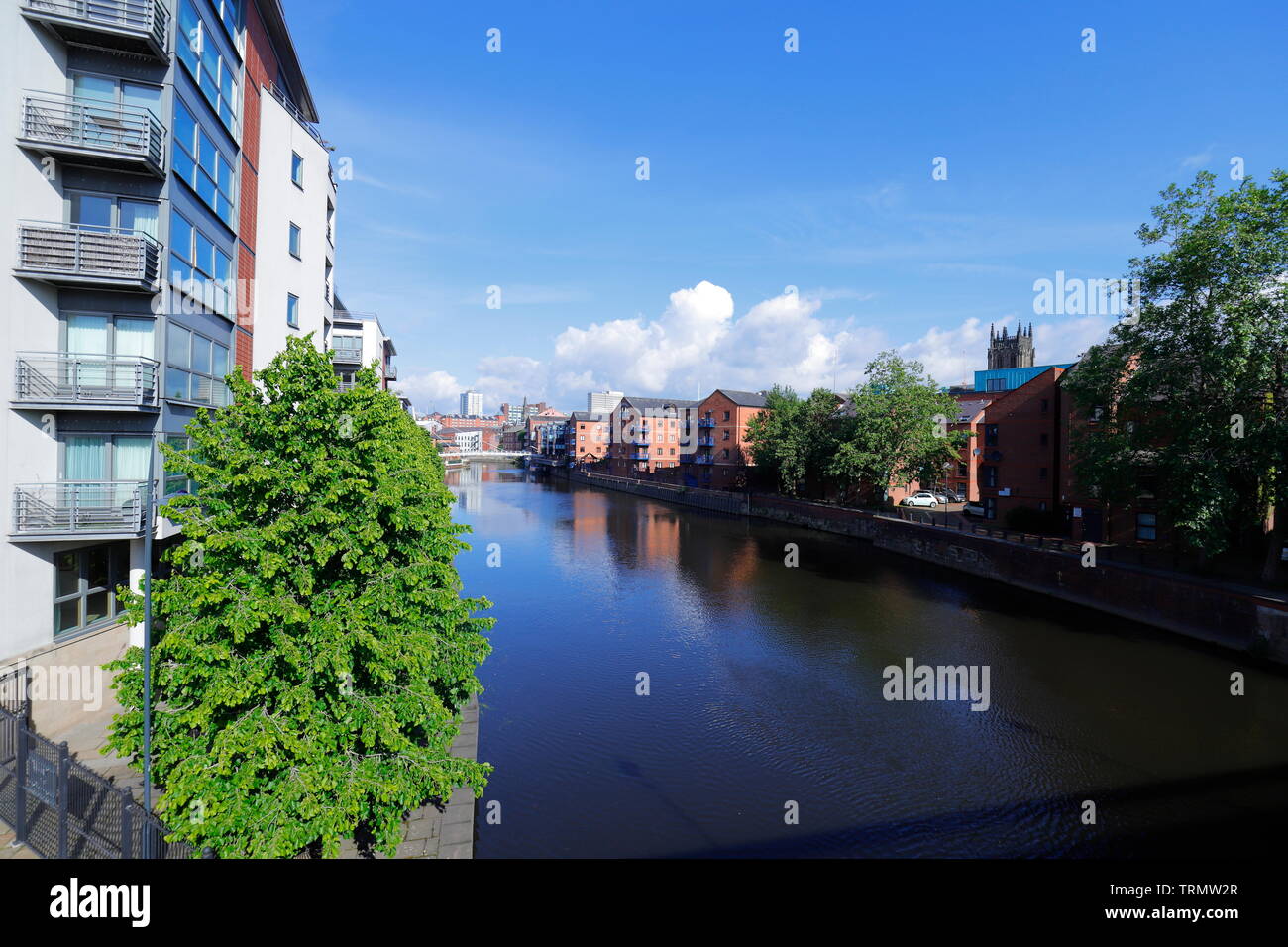 Looking across the River Aire, towards Leeds City Centre from Crown ...