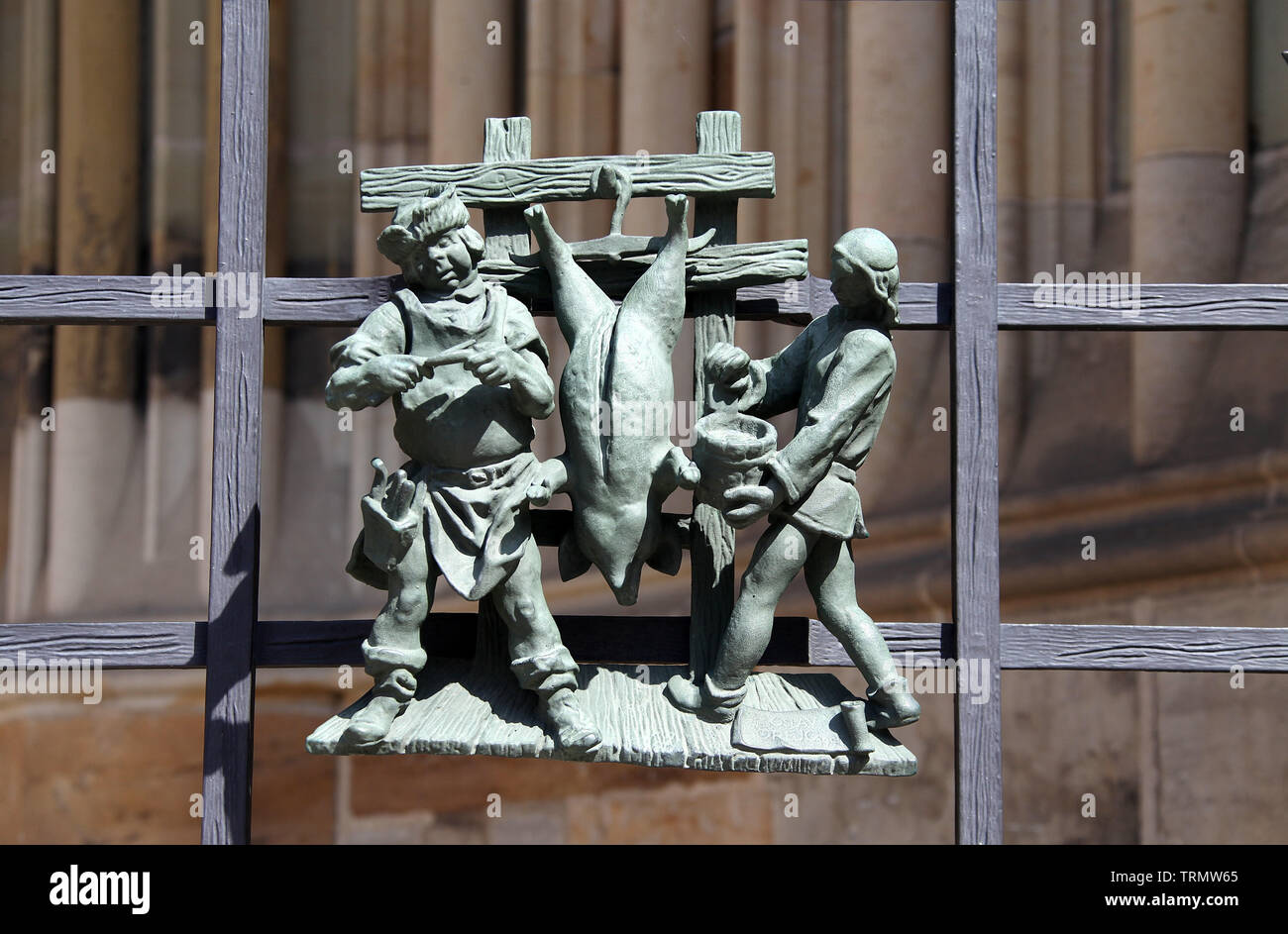 Depiction of a pig slaughter at Prague Castle Stock Photo - Alamy