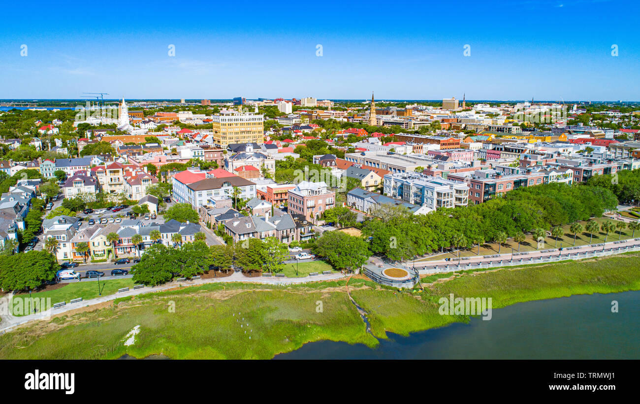 Charleston, South Carolina, USA Waterfront Park Aerial Stock Photo - Alamy