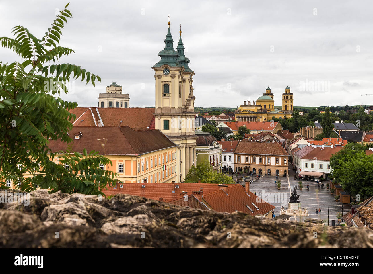 View from the ramparts of the historic town center of Eger - Minorite ...
