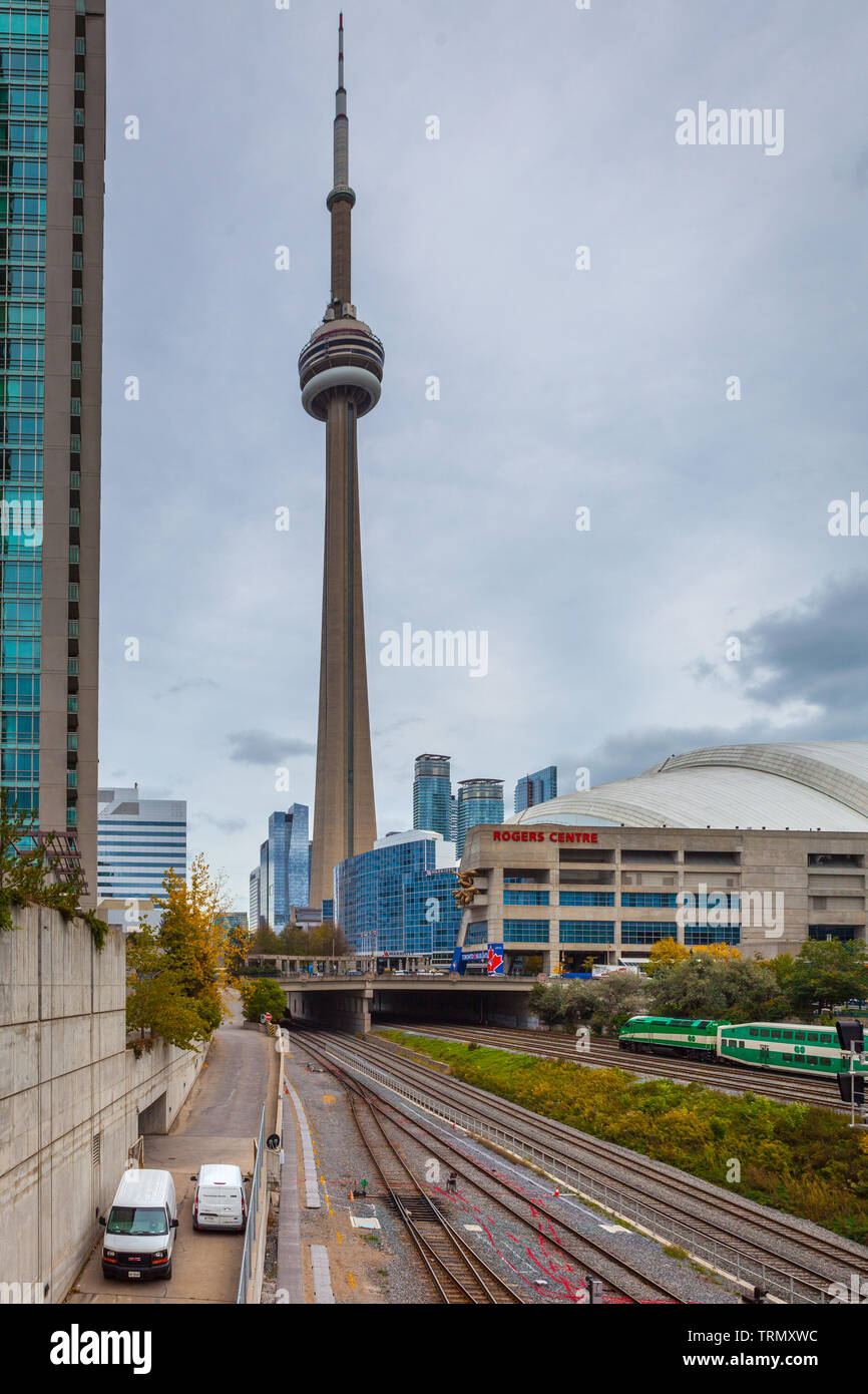 Toronto, CANADA - November 20, 2018: Landscape view in busy city with ...