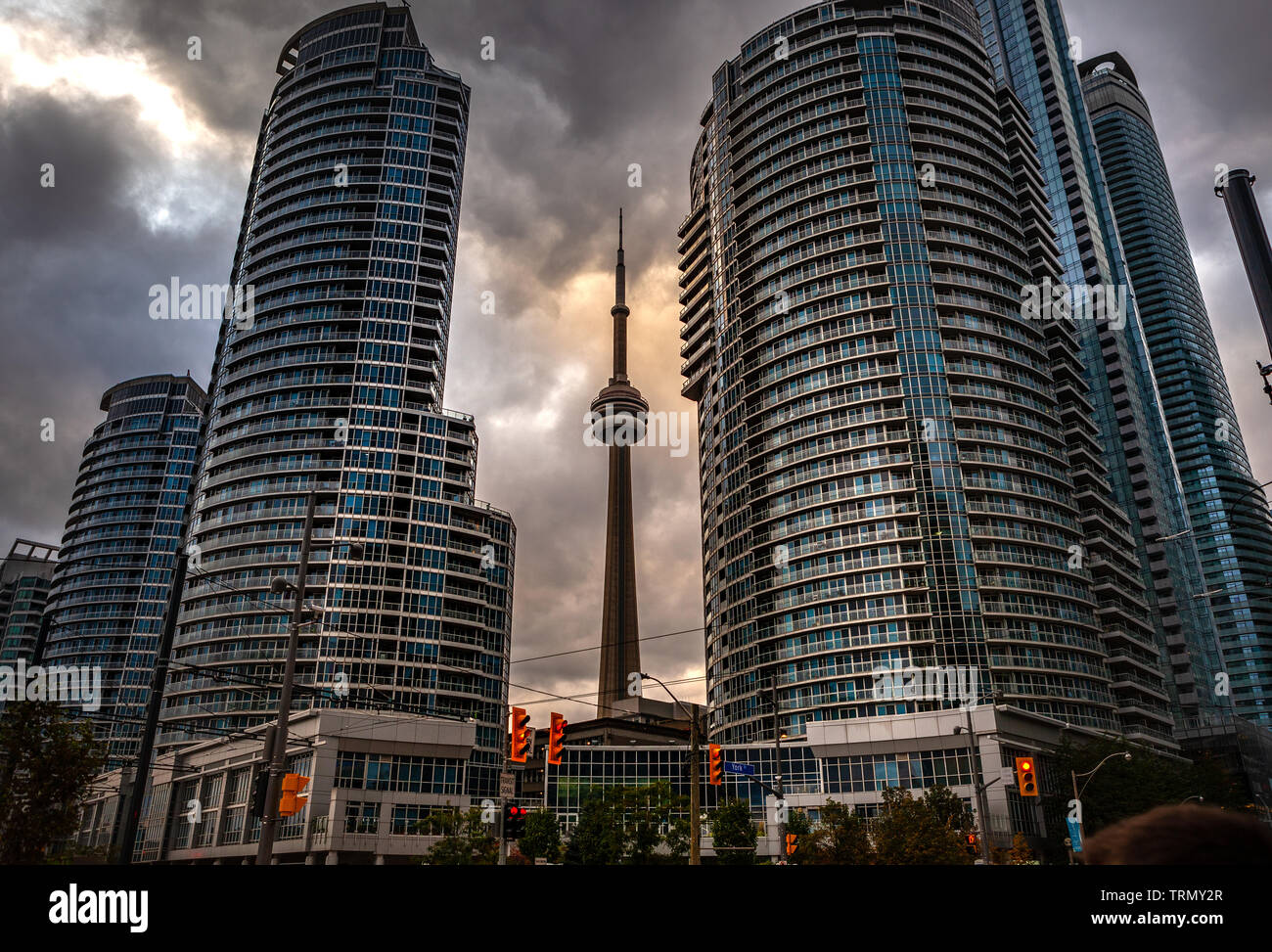 Toronto, CANADA - November 20, 2018: Landscape view in busy city with ...