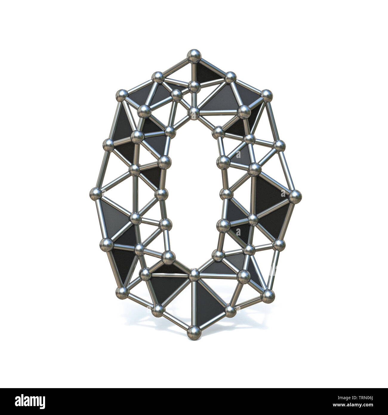 Wire low poly black metal Number 0 ZERO 3D render illustration isolated ...