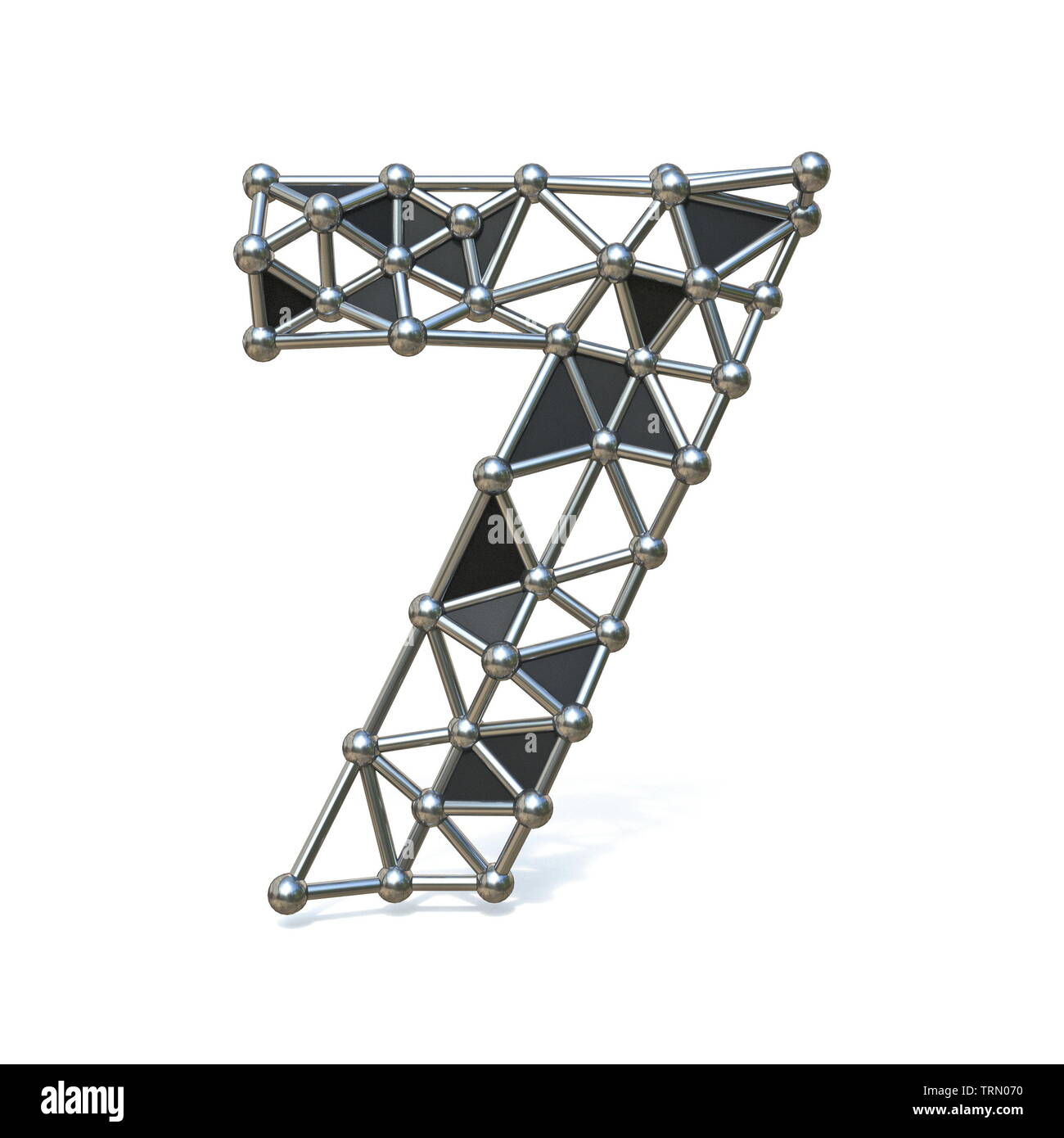 Wire low poly black metal Number 7 SEVEN 3D render illustration ...