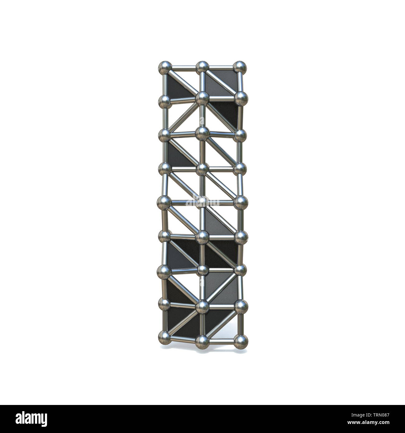 Wire low poly black metal Font Letter I 3D render illustration isolated ...