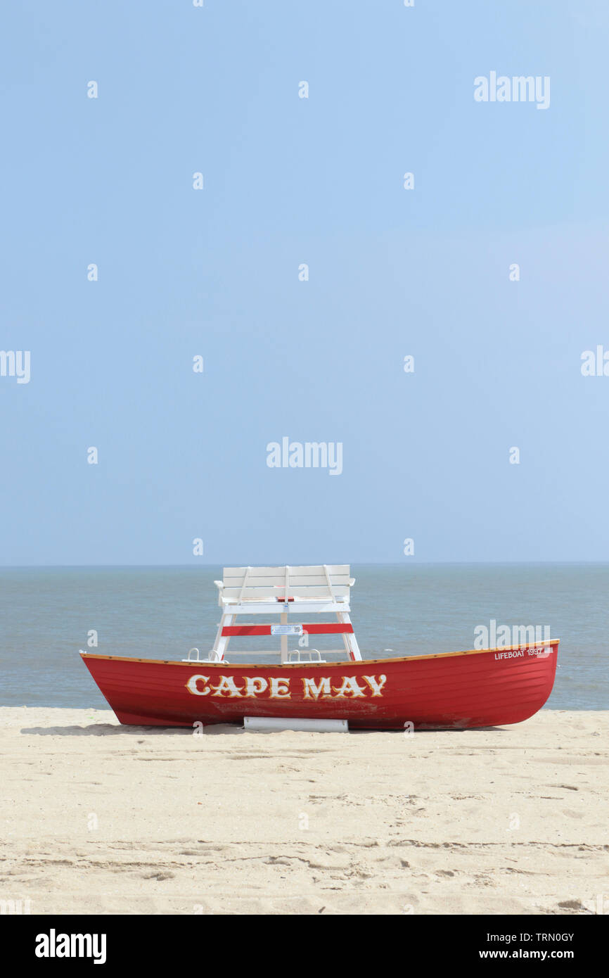 Lifeguard lifeboat and lifeguard chair, Cape May, New Jersey, USA Stock ...
