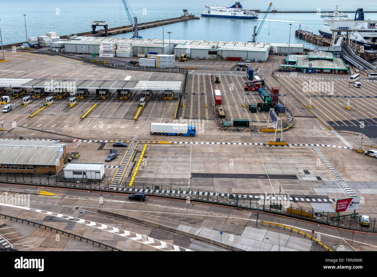 Freight and passengers being loaded at the Port of Dover, Kent, England ...