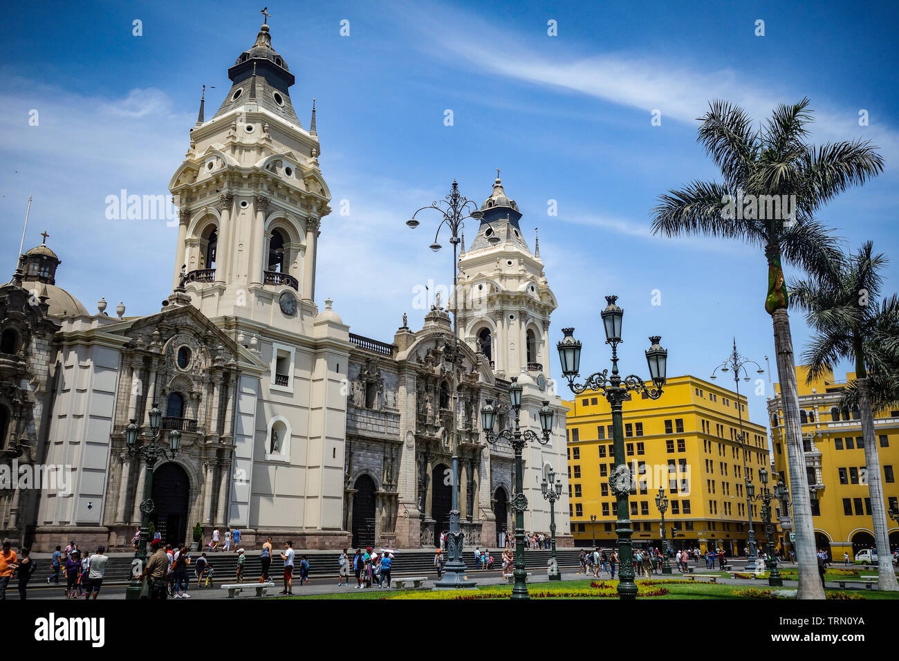 April 7, 2018 - Lima, Peru: Cathedral and Plaza de Armas in Lima's ...