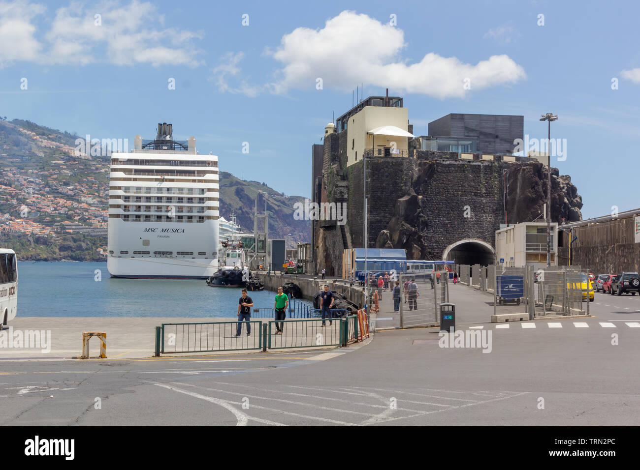 Ship docked at the port of Funchal, Madeira Stock Photo - Alamy