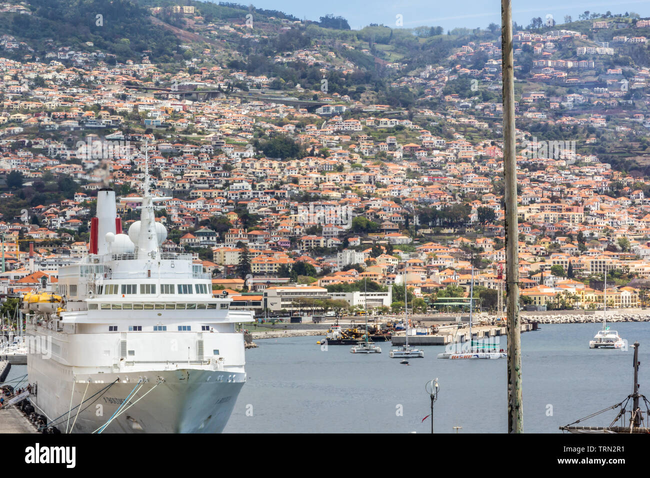 Ship docked at the port of Funchal, Madeira Stock Photo - Alamy
