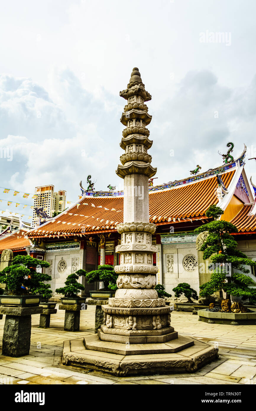 Singapore - Dec 18, 2018: Famous Lian Shan Shuang Lin Temple in Toa ...