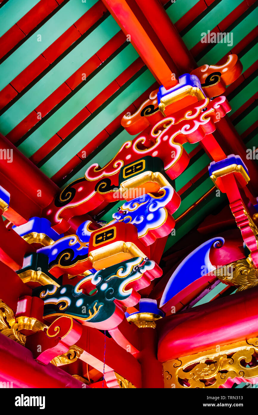 Singapore - Dec 18, 2018: Famous Lian Shan Shuang Lin Temple in Toa ...