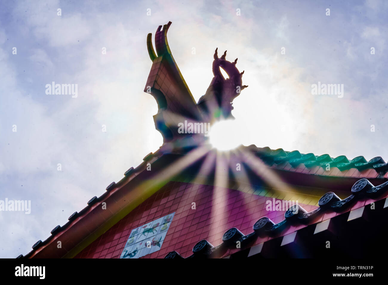 Singapore - Dec 18, 2018: Famous Lian Shan Shuang Lin Temple in Toa ...