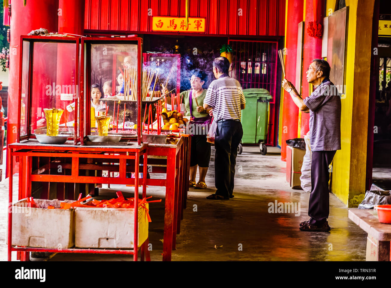 Singapore - Dec 18, 2018: Famous Lian Shan Shuang Lin Temple in Toa ...