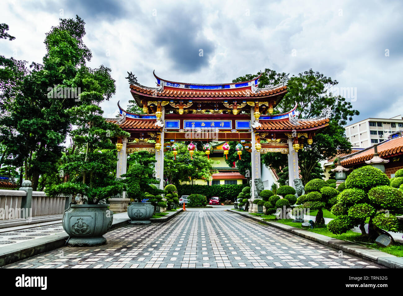 Singapore - Dec 18, 2018: Famous Lian Shan Shuang Lin Temple in Toa ...