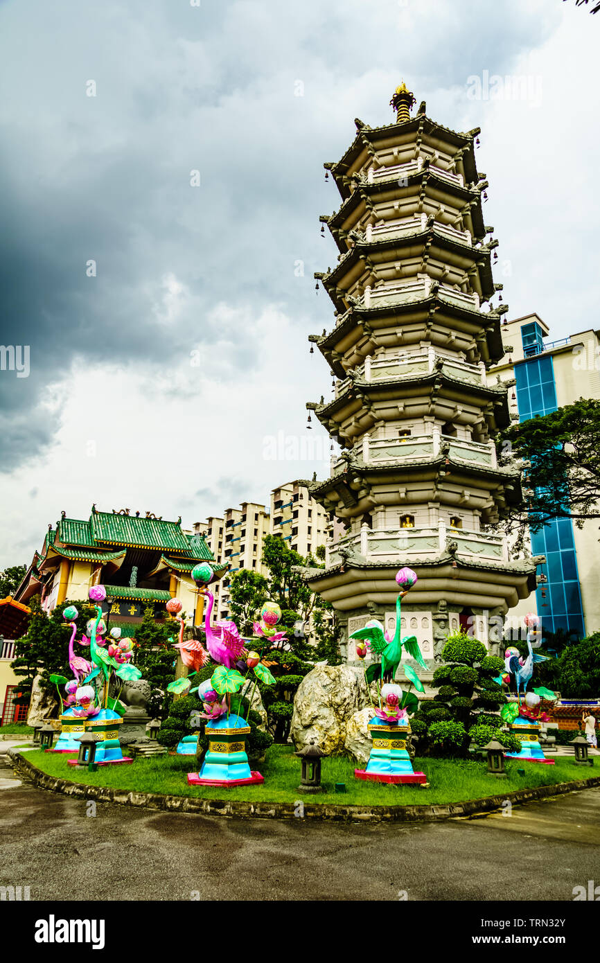 Singapore - Dec 18, 2018: Famous Lian Shan Shuang Lin Temple in Toa ...
