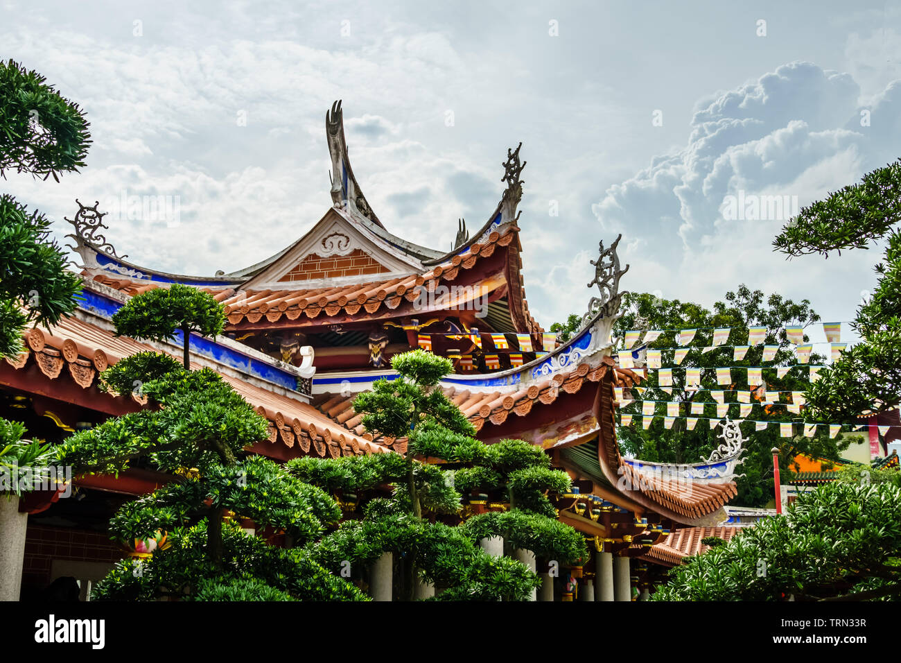 Singapore - Dec 18, 2018: Famous Lian Shan Shuang Lin Temple in Toa ...