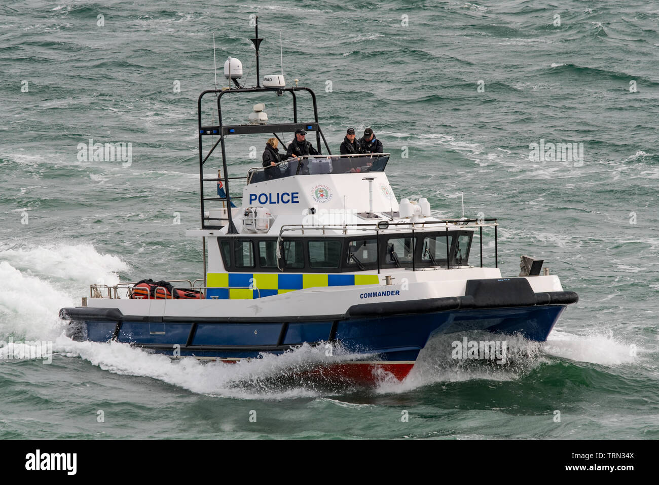 Hampshire Police Marine Unit patrol boat "Commander" conducting a ...