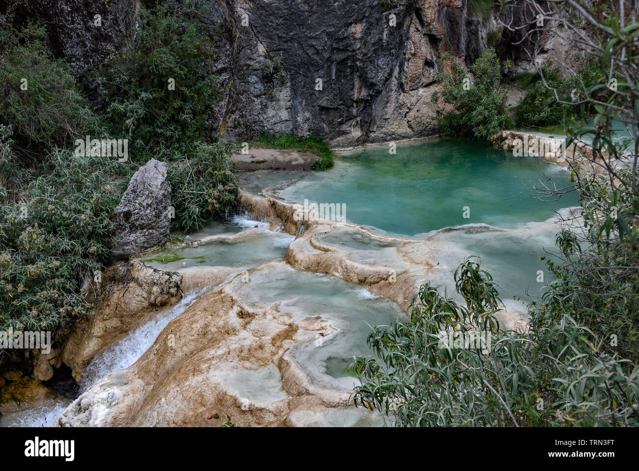 Millpu Lagoon, a series of stunning natural turqoise pools, near the ...